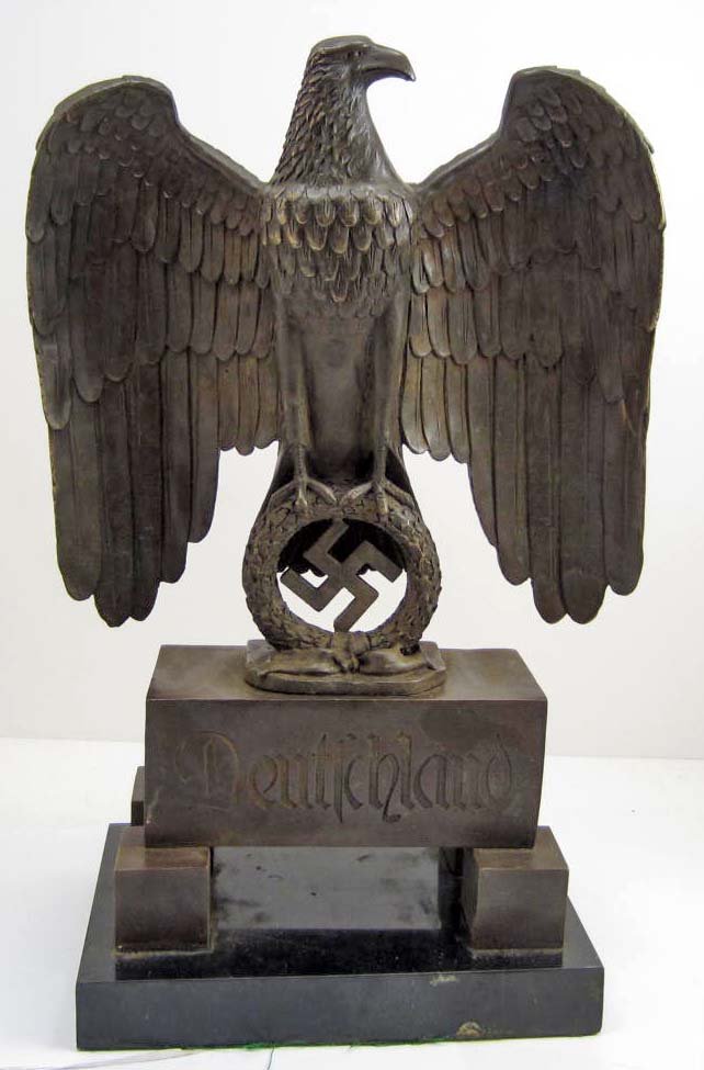 Large German Nazi Bronze Statue On Marble Base