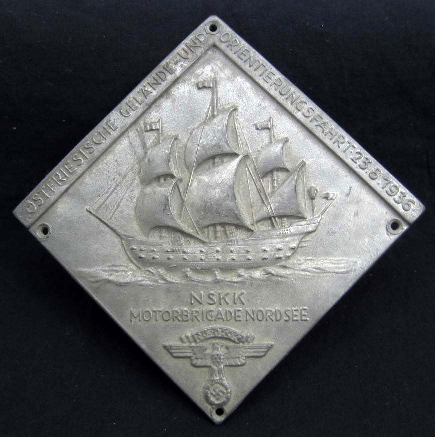 German Nazi Nskk Motor Brigade Nordsee Plaque