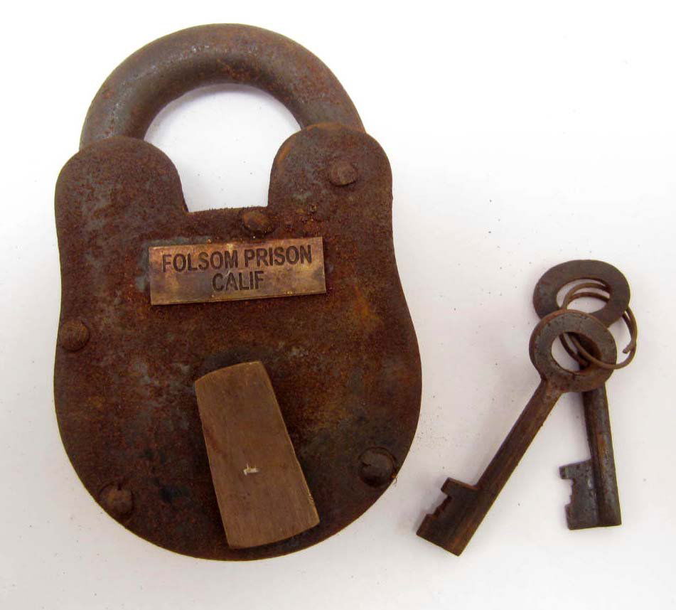 Cast Iron Padlock W/ Folsom Prison Tag & Keys