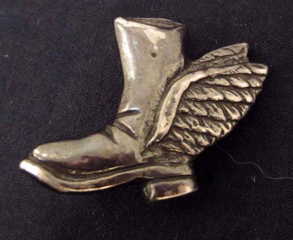Sterling Silver Usaaf Army Air Corps Winged Boot Pin