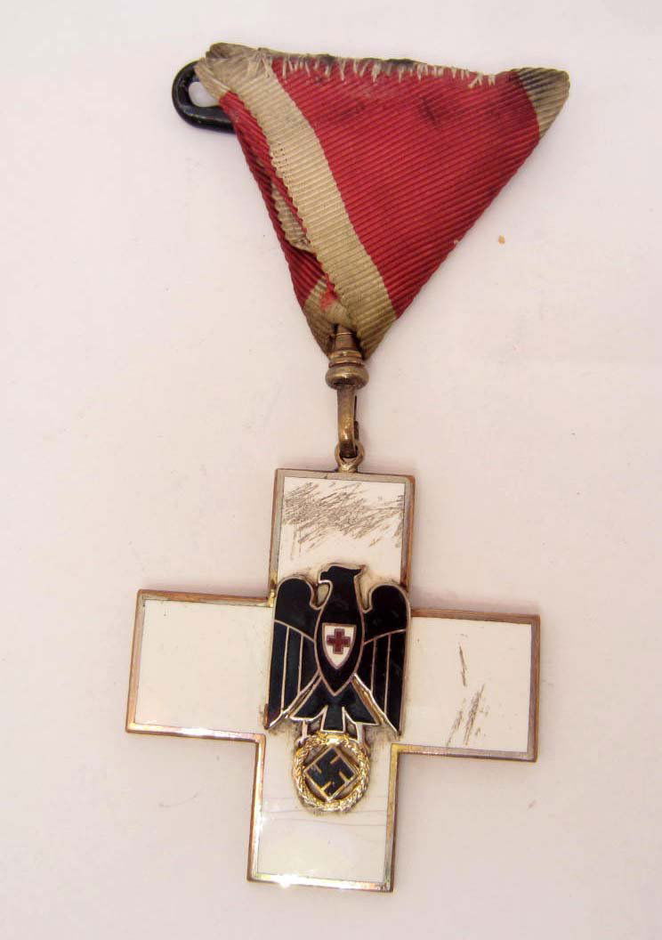 German Nazi Red Cross Enameled Medal W/ Ribbon