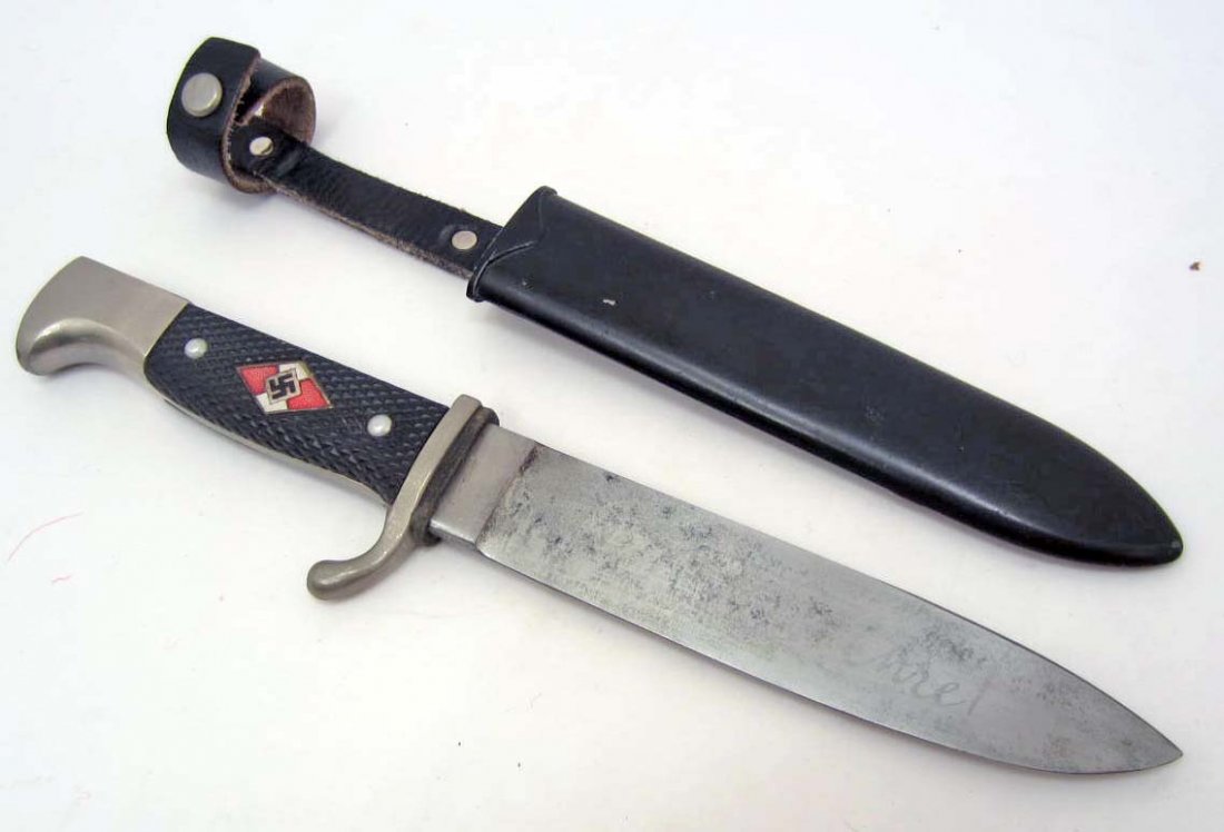 GERMAN NAZI HITLER YOUTH UTILITY KNIFE W/ SCABBARD