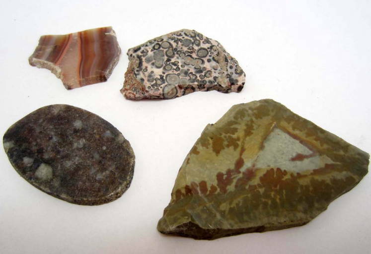 6336 Lot Of 4 Cut Slabs Of Collectible Lapidary Rocks