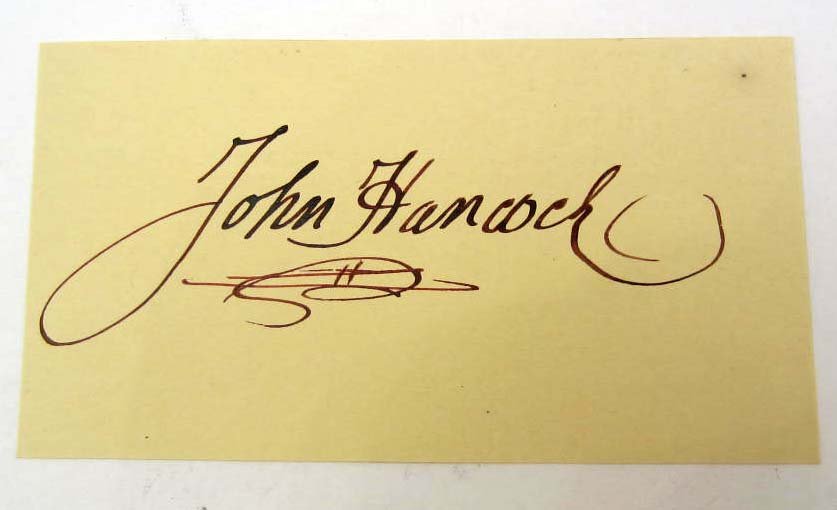 JOHN HANCOCK SIGNATURE ON PAPER - Sep 15, 2013 | Pioneer Auction ...