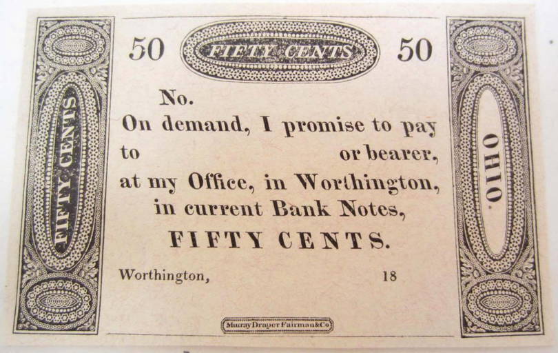 C. 1800's Promissory Note To Pay 50 Cents
