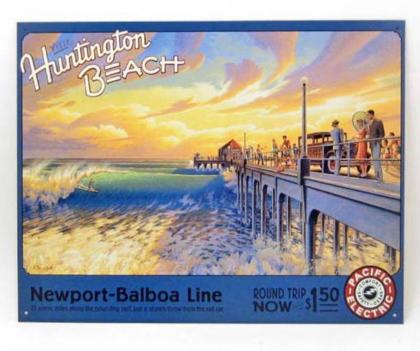 Pacific Elec. Huntington Beach Metal Advertising Sign