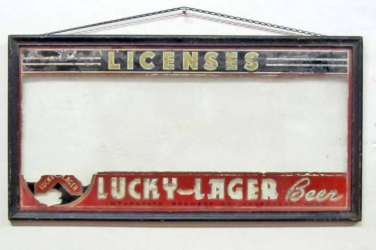 Rare Vintage Lucky Lager Beer Advertising Glass Sign