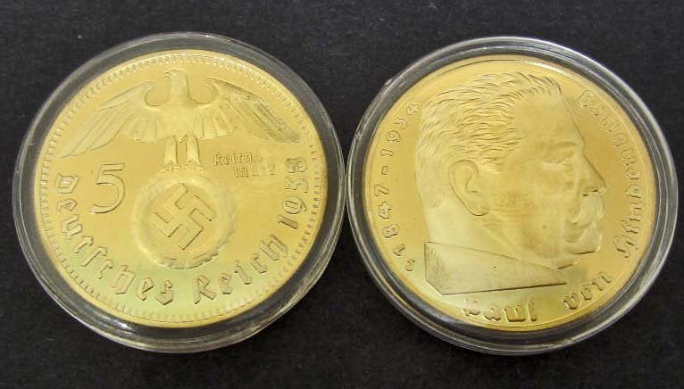 Gold German Nazi Paul Van Hindenburg Coin Replica
