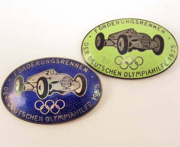 Lot Of 2 German Nazi Olympic Race Car Badges