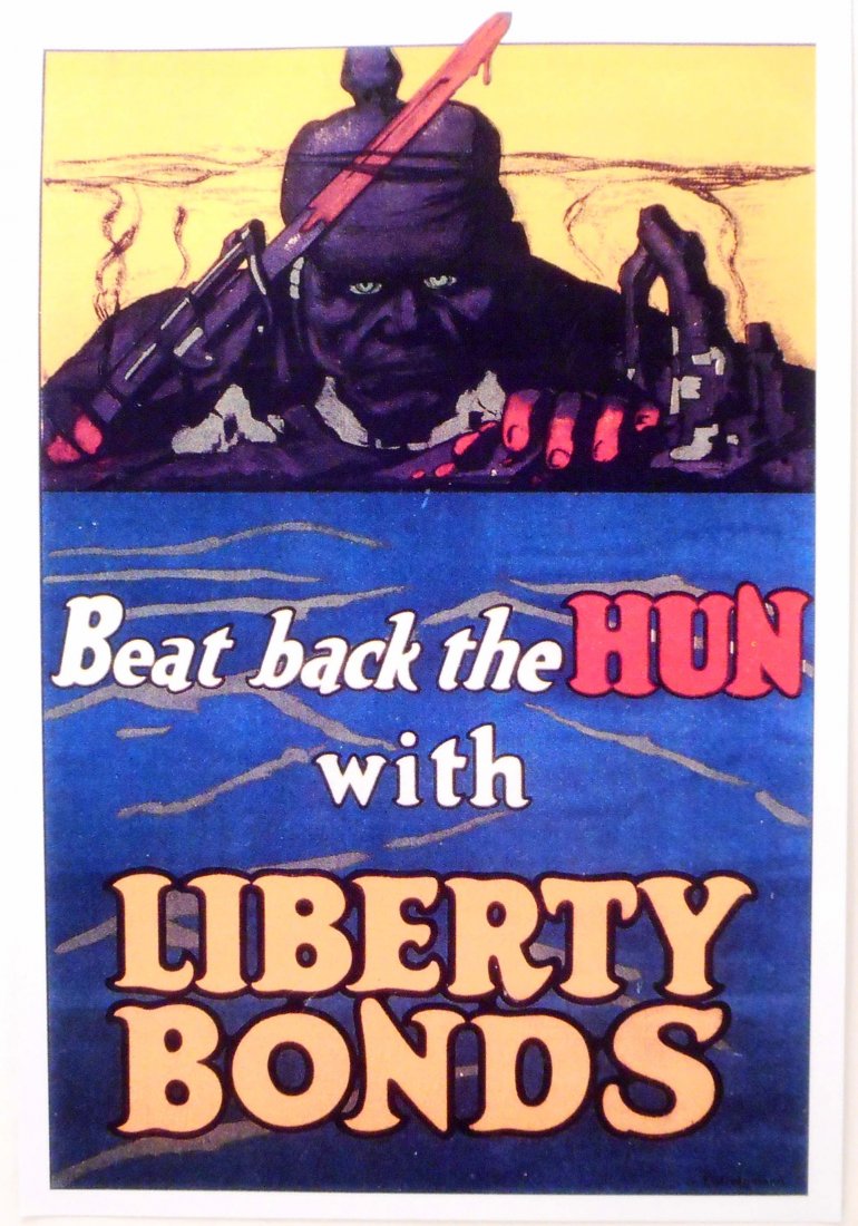 BEAT BACK THE HUN WW1 PROPAGANDA POSTER PRINT APPROX.