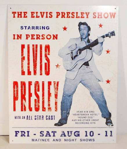 Elvis Presley In Person Metal Advertising Sign