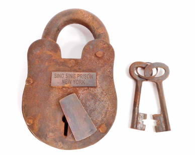 Cast Iron Sing Sing Prison Padlock With Keys