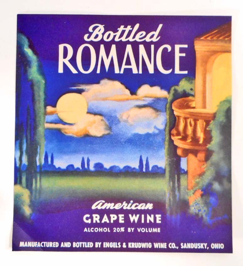 Vintage Bottled Romance American Grape Wine Label