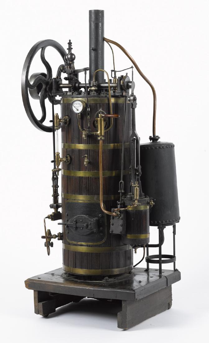 Large Radiguet vertical overtype steam engine, 19th c.,