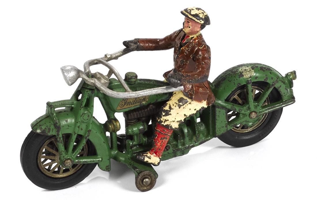 Hubley Cast Iron Indian Motorcycle With A Civilian