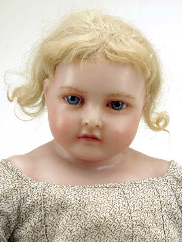 645: Large English Poured Wax Child with Inset Hair