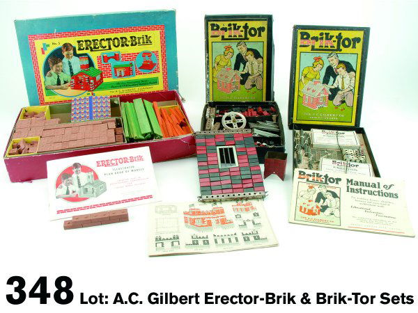 Lot: A.c. Gilbert Erector Brik & Brik Tor Sets