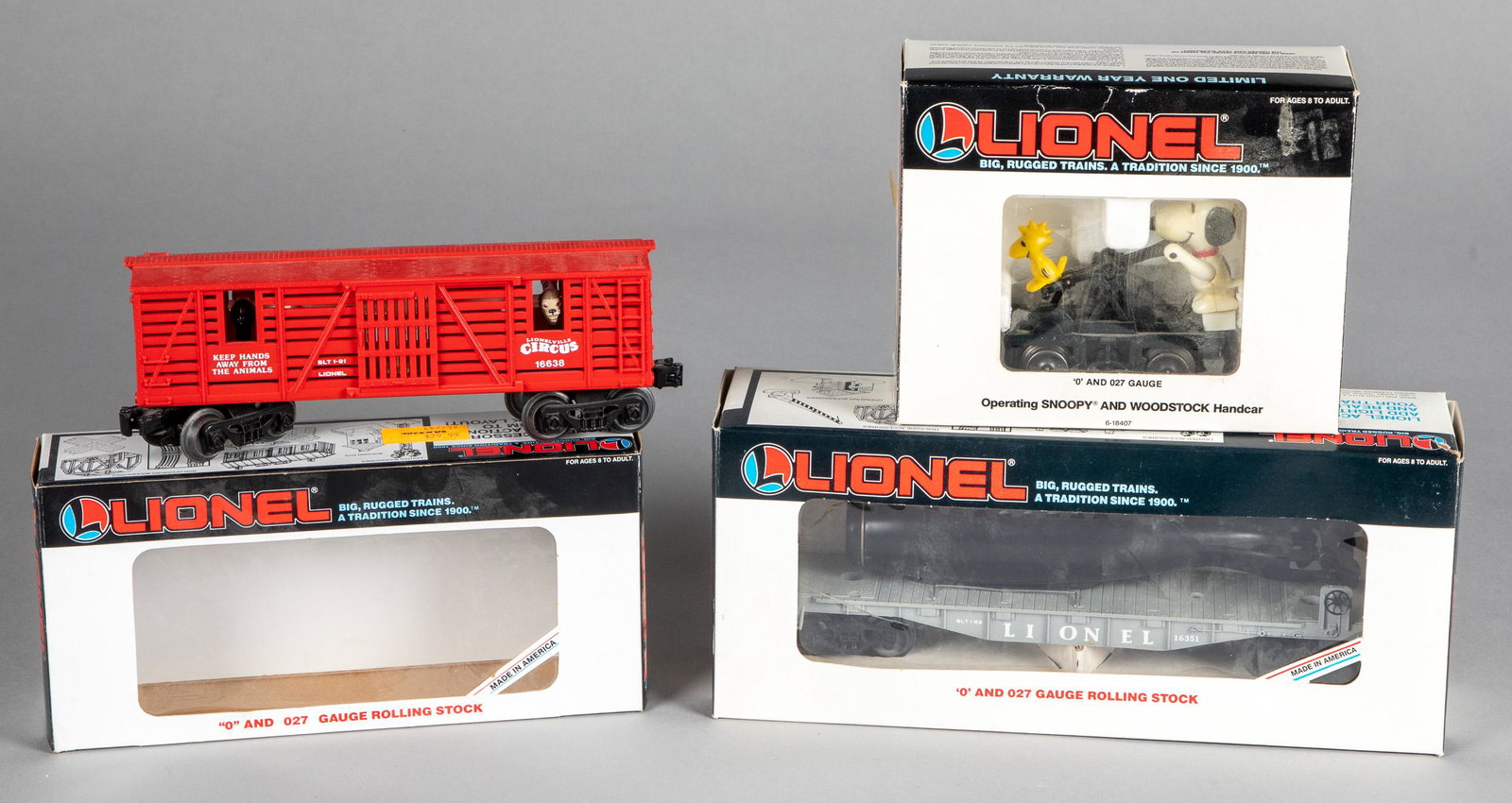 Three Lionel Train Cars