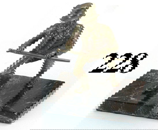 228: Bronze Black Minstrel Figure on Marble Base