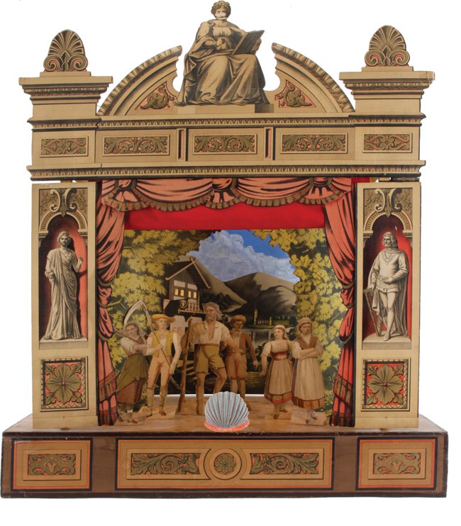 Large Toy Theater with Elaborate Proscenium