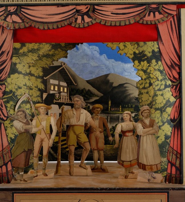 Large Toy Theater with Elaborate Proscenium