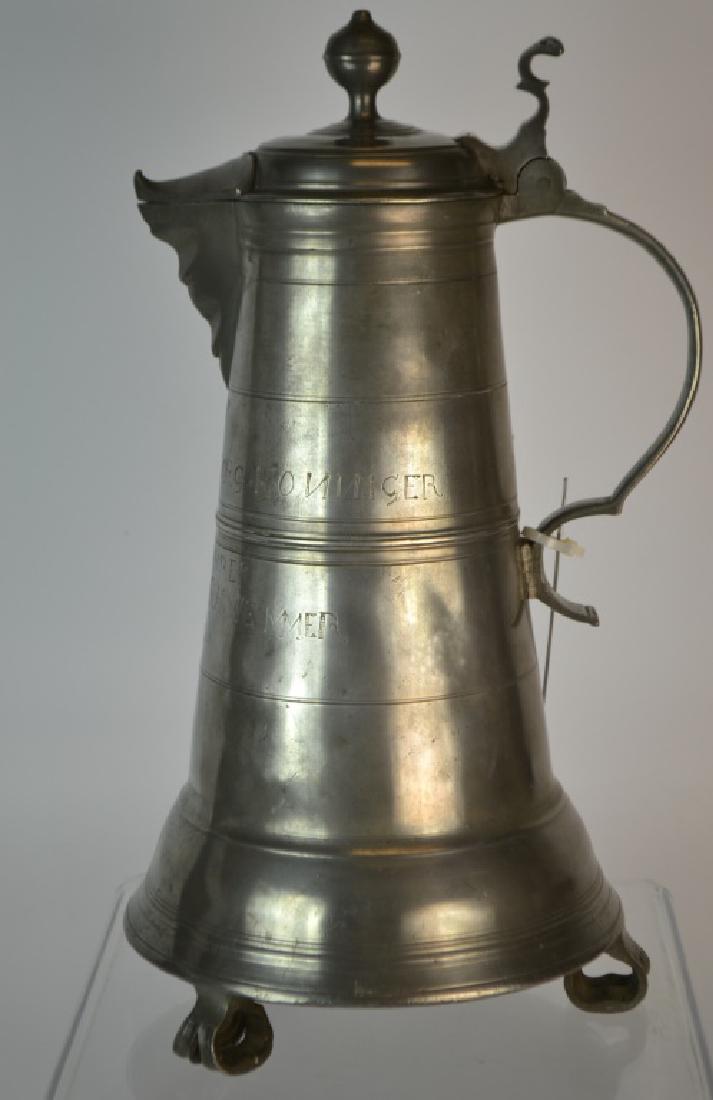 Extremely Rare, Massive 18th C German Pewter Flago