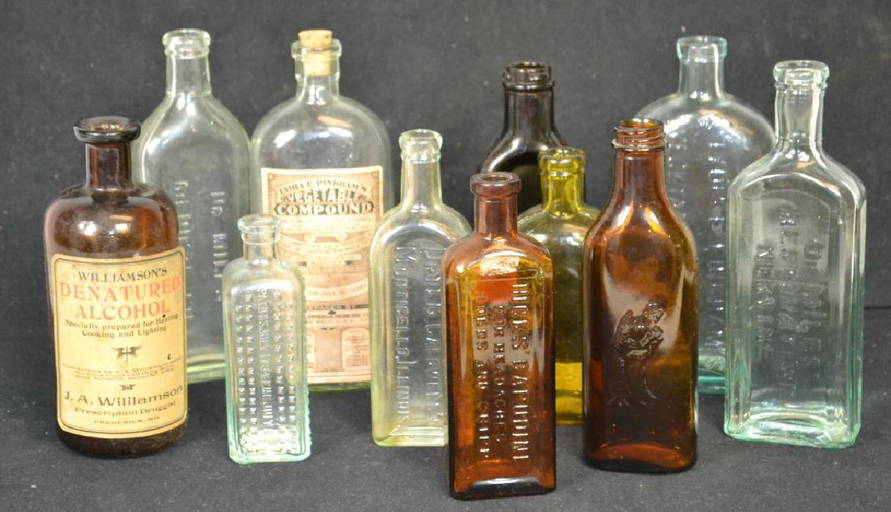 Collection Of 11 Patent Medicine Bottles