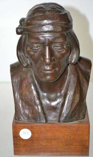 Bronze Bust Of A Hopi Indian By Emry Kopta