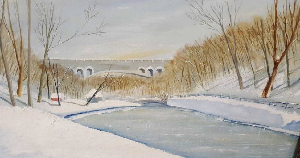 Walter E. Baum Oil On Board Phila. Landscape