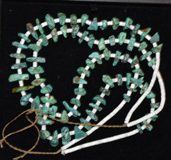 Native American Turquoise And Shell Necklace