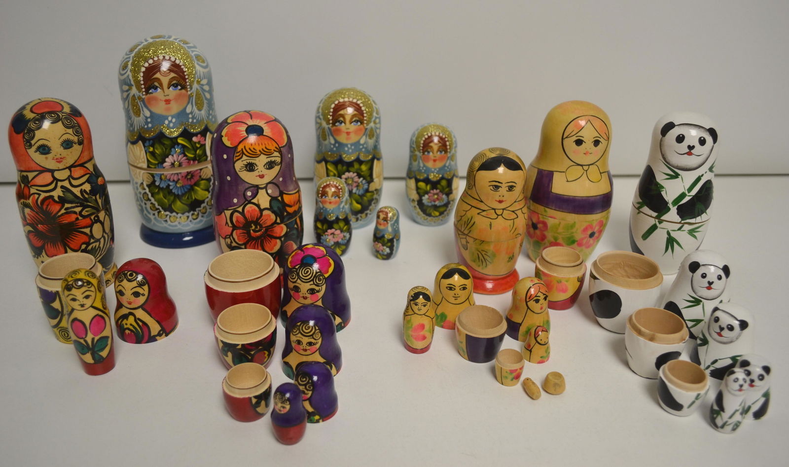 Russian Petrushka Stacking Dolls And Others