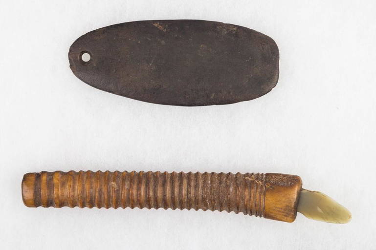 Inuit Eskimo Whetstone And Jade Bladed Knife