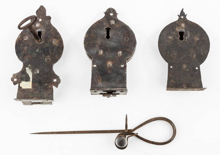 Antique Wrought Grab Locks, Miners Candle Holder