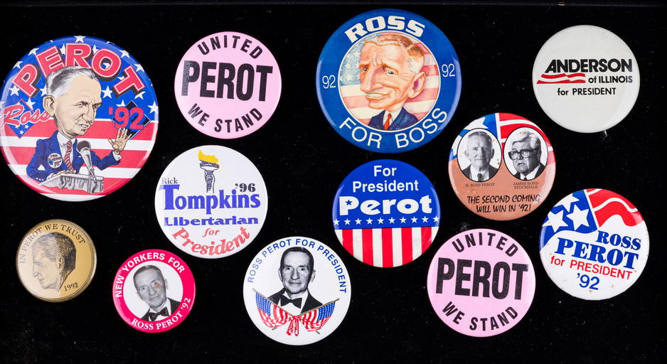 Presidential Campaign Buttons For Perot & More