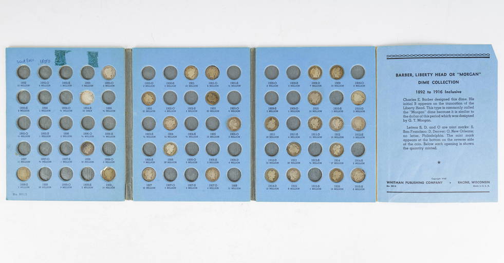 U.s. Barber Dimes Collection W/ Rare 1893 O