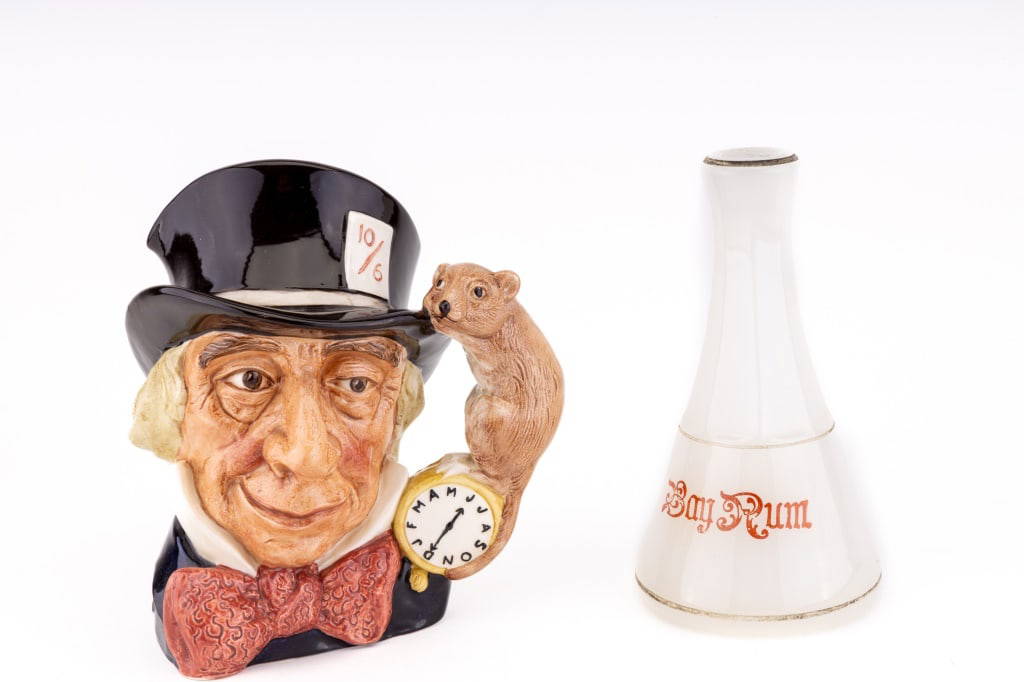 Royal Doulton Mad Hatter Pitcher & Barber Bottle Auction