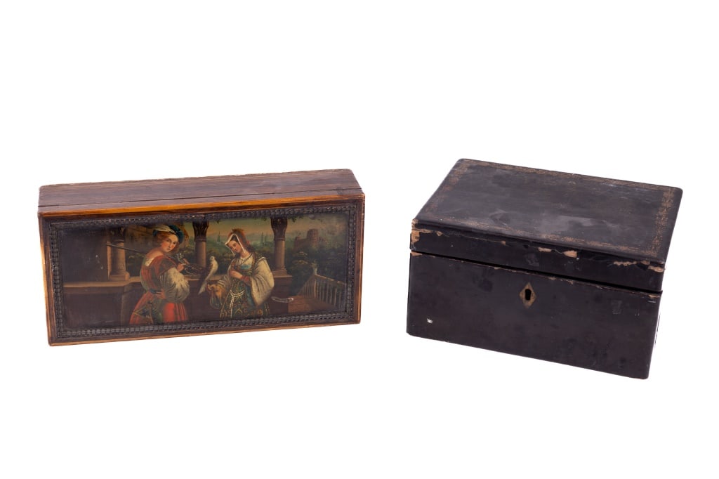 Antique Tea Caddy & Medieval Falconry Box Auction