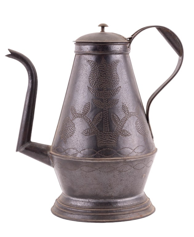 Pennsylvania Antique Punched Tin Coffee Pot Auction