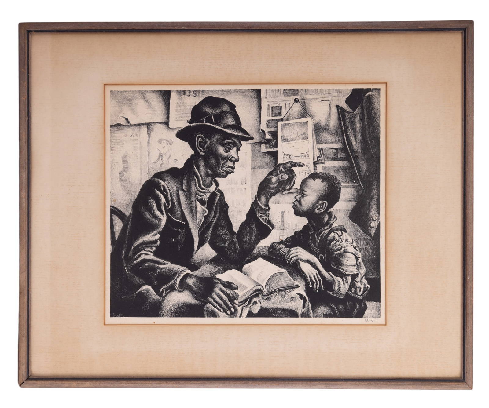 Thomas Hart Benton Signed Lithograph "instruction" Auction