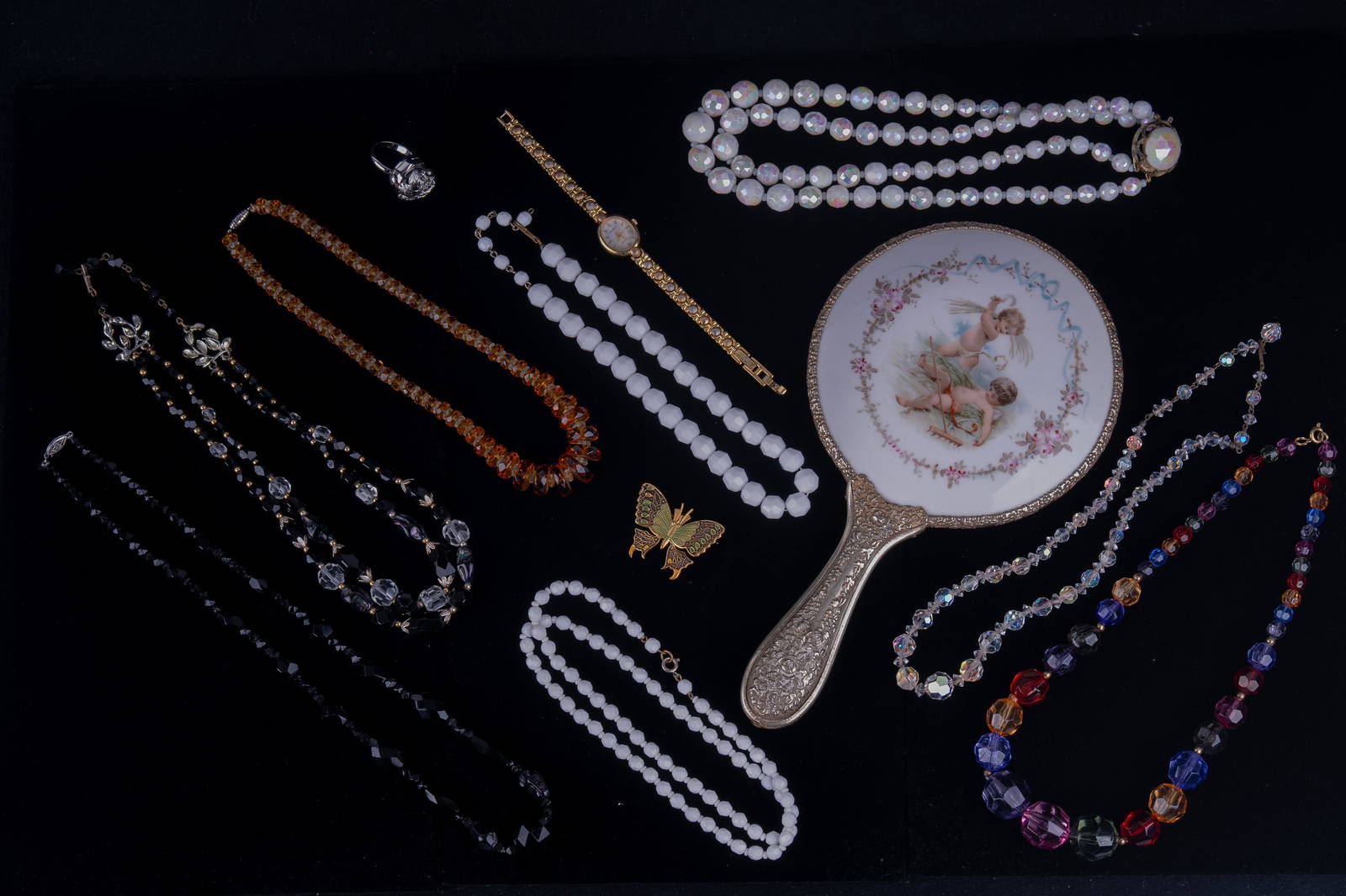 Early Mirror And Vintage Jewelry Collection Auction