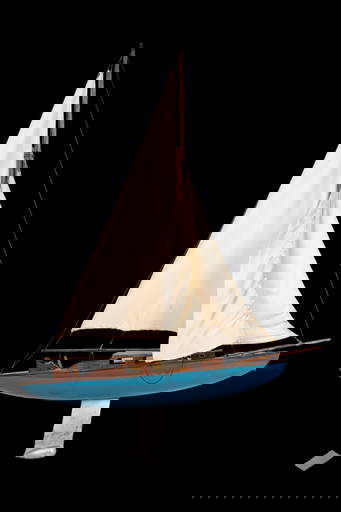 Vintage Model Sailboat W/ Blue Hull