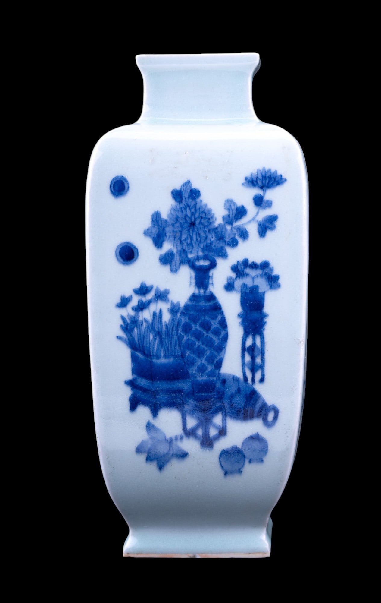Chinese Blue & White Porcelain Signed Square Vase Auction
