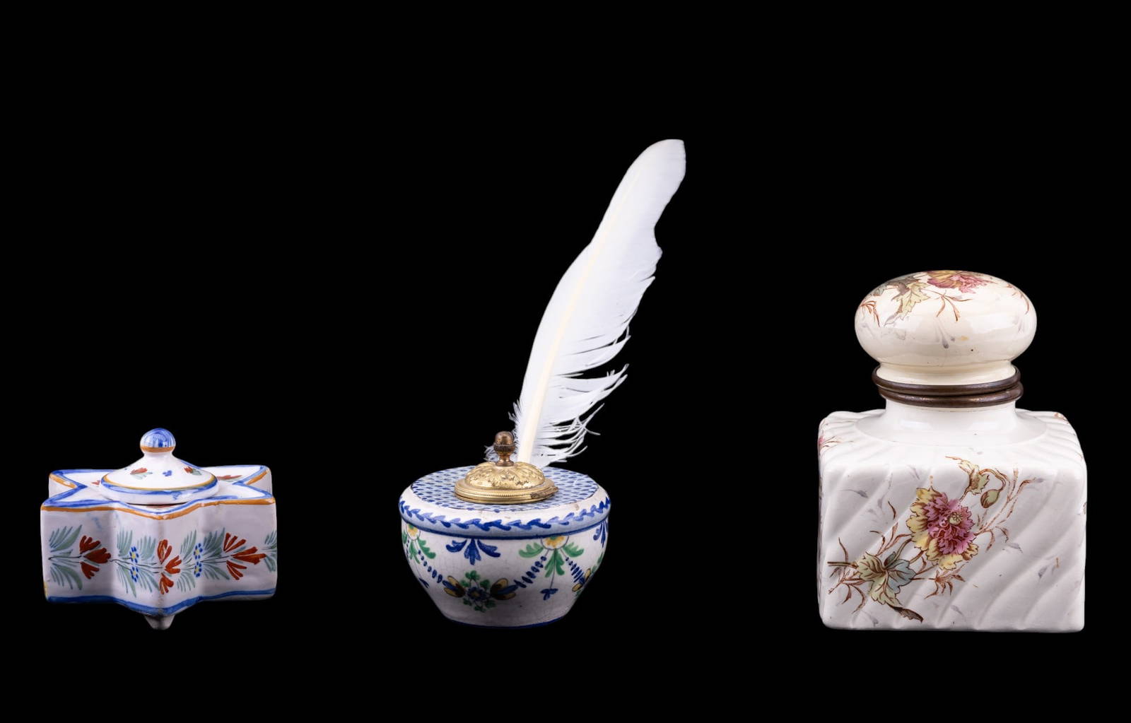 Antique French Porcelain Inkwells Auction