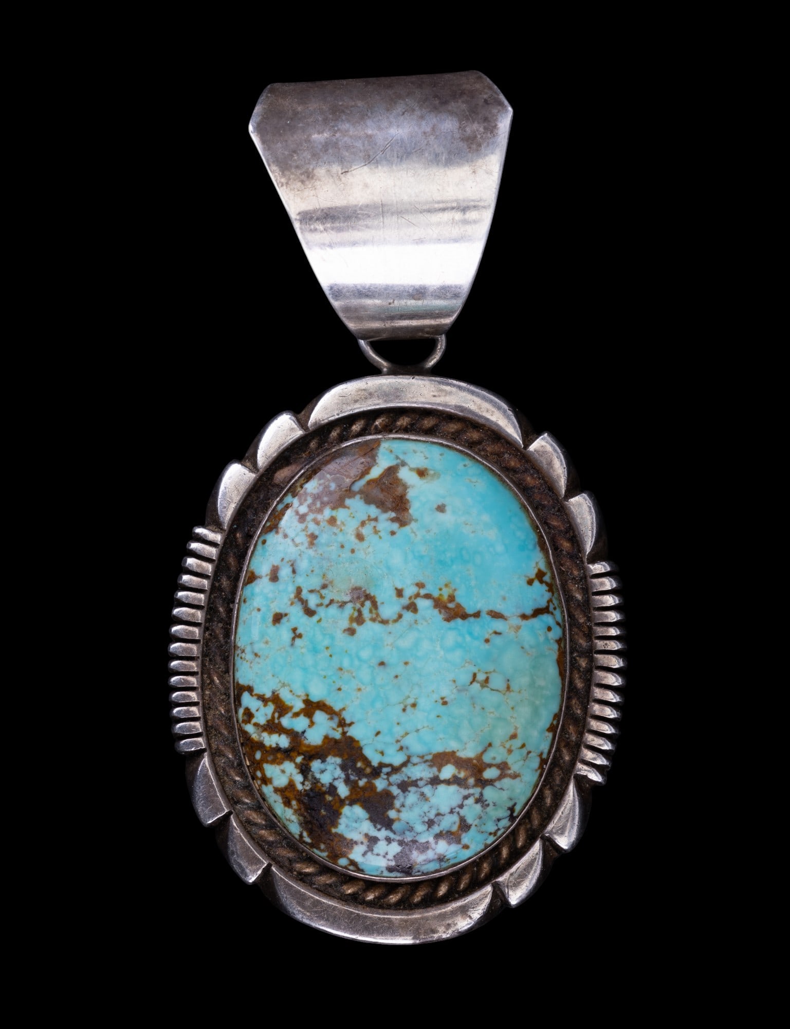 Lee Bennett Sterling Native Am. Pendant Turquoise Auction