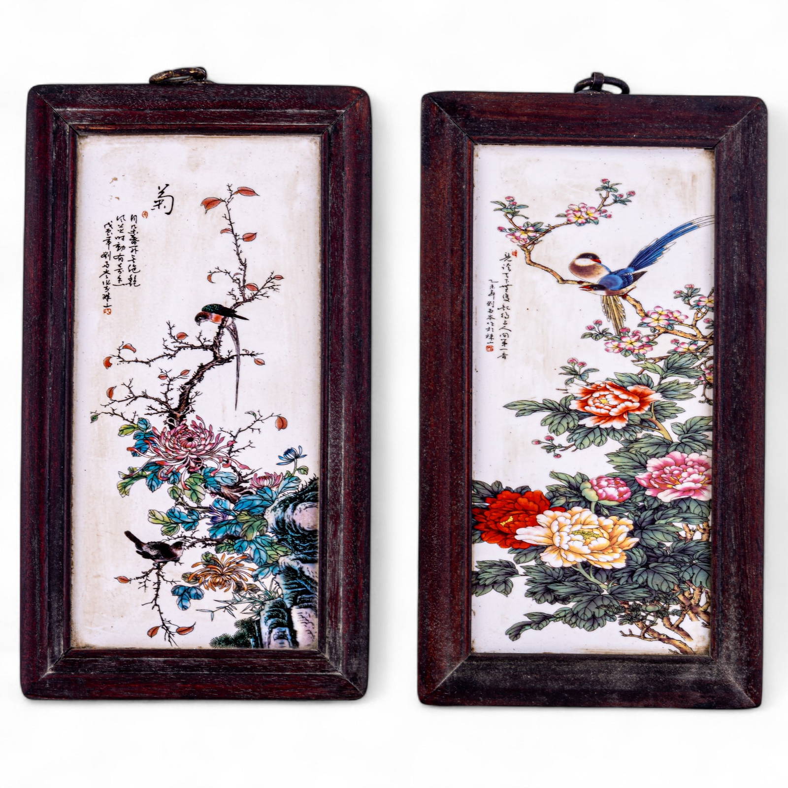 Chinese Framed Transfer Painted Porcelain Plaques Auction