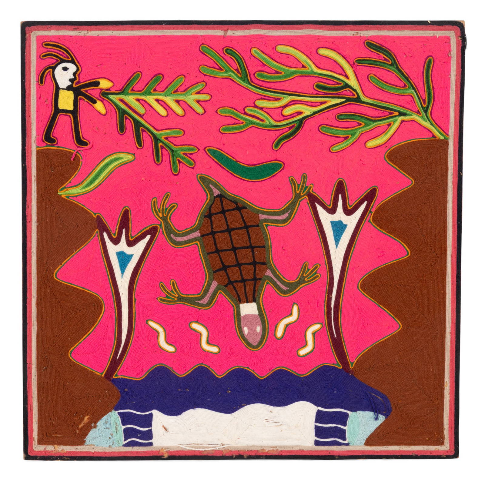 Huichol Yarn Painting, Eualio Gonzales Martinez Auction