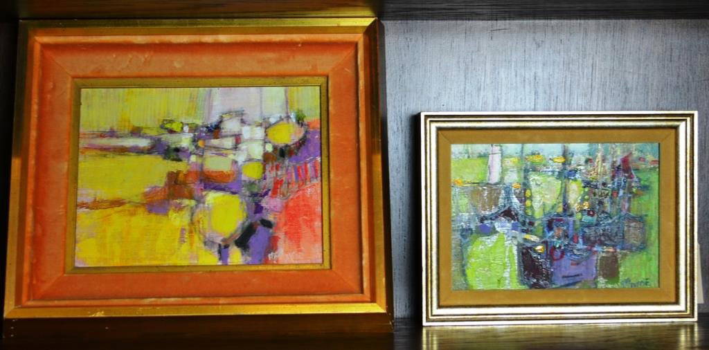 Andre Bourrie (france 1936) Pair Of Modernist Abst