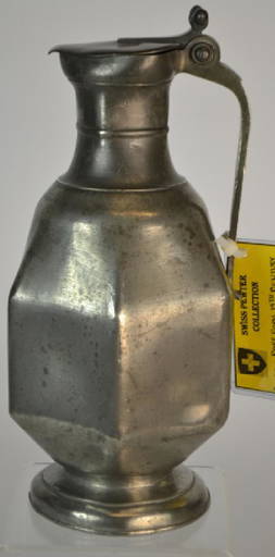 Rare Body Form, 19th Century Swiss Pewter Flagon