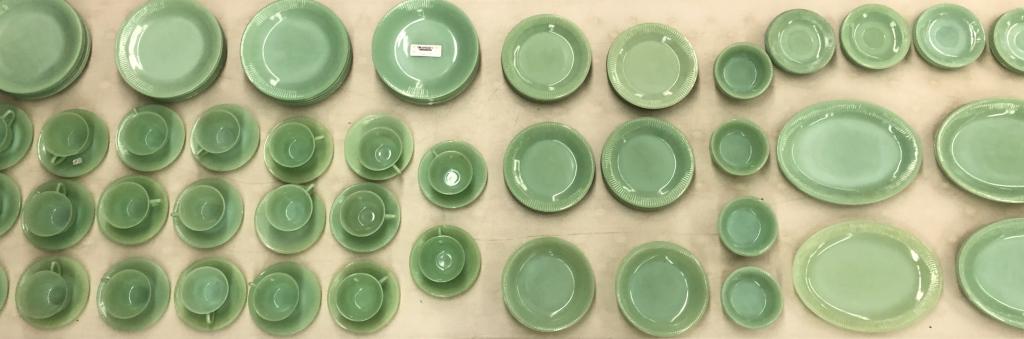 Large Set Of Jadeite Glassware 118 Pieces