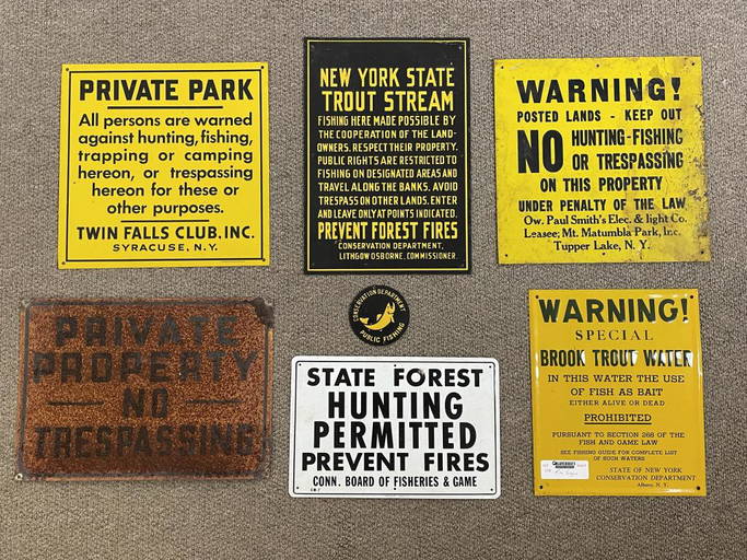 6 Nys Conservation & Posted Tin Signs